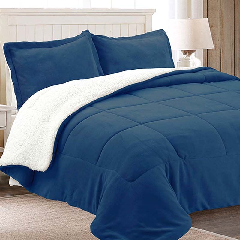 Cubrecama Sherpa Liso King / Azul - Doral | BUALE